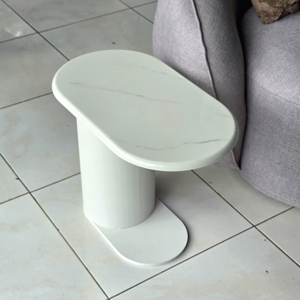 MESA DE ESQUINA/APOYO MOD 650 - TOPE PIEDRA BLANCO - 12"X21"x 17 ...