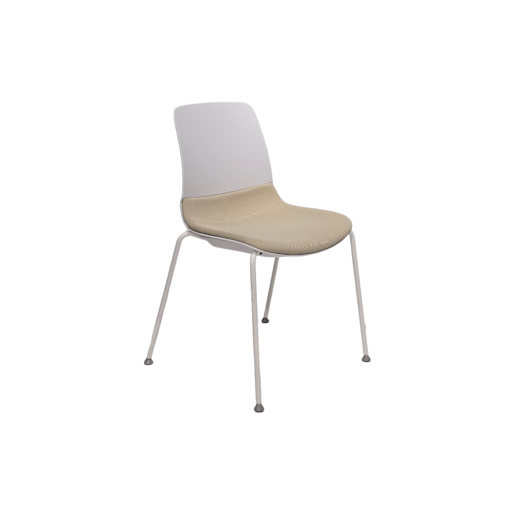 MIKA PLASTICO BLANCO - TELA BEIGE - BASE DE 4 PATAS BLANCAS | Meycy Muebles