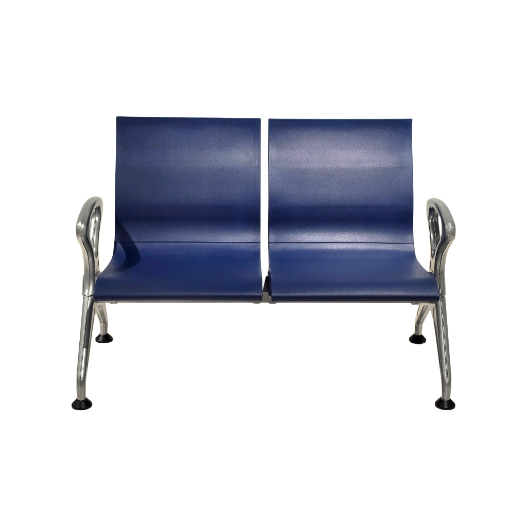 BANCADA 2 PERSONA POLIURETANO AZUL MARINO - ESTRUCTURA METAL GRIS ...